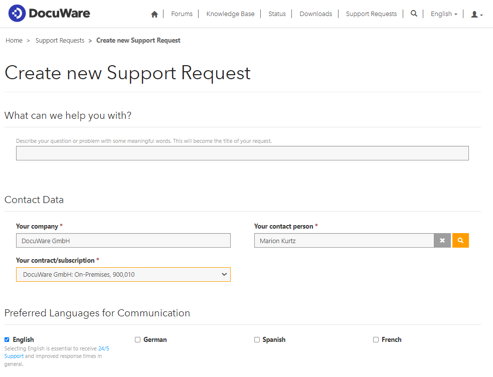 How to: Open a support request